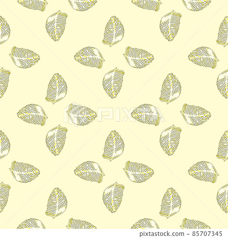 Palm leaf seamless pattern with hand drawn in... - Stock Illustration ...