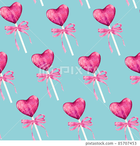 Seamless pattern with watercolor heart shaped... - Stock Illustration ...