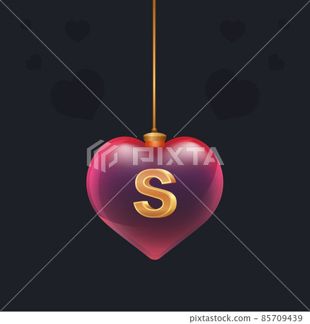 Glass ball with a golden 3D letter S inside.... - Stock Illustration ...