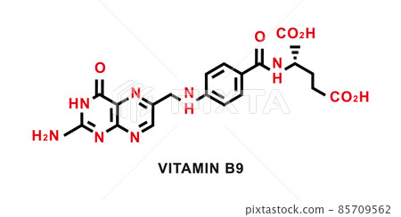 Vitamin B9 chemical formula. Vitamin B9... - Stock Illustration ...