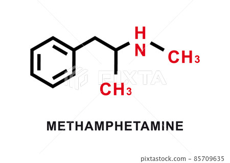 Methamphetamine chemical formula.... - Stock Illustration [85709635 ...