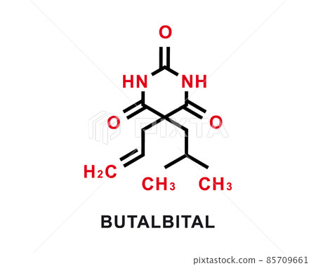 Butalbital chemical formula. Butalbital... - Stock Illustration ...