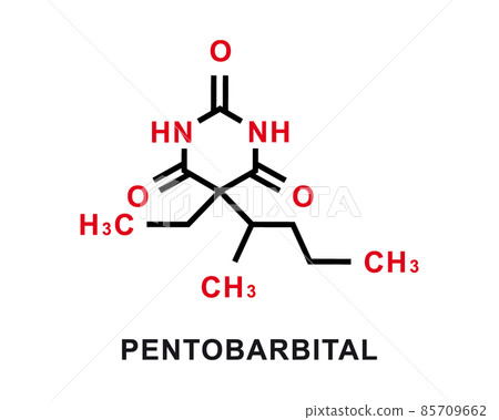 Pentobarbital chemical formula. Pentobarbital... - Stock Illustration ...