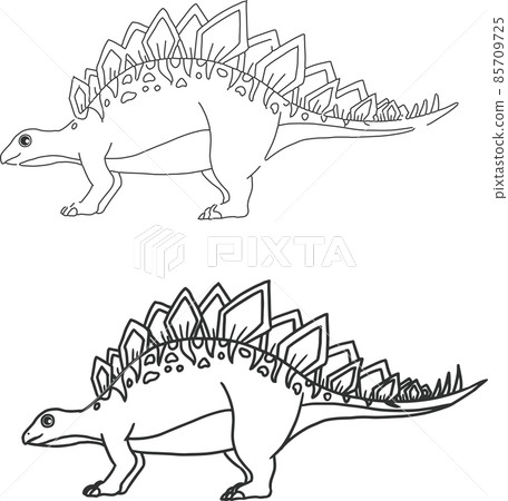 Cute Stegosaurus line drawing - Stock Illustration [85709725] - PIXTA