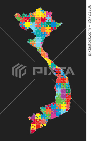 Vector map Vietnam from color puzzle, jigsaw - Stock Illustration ...