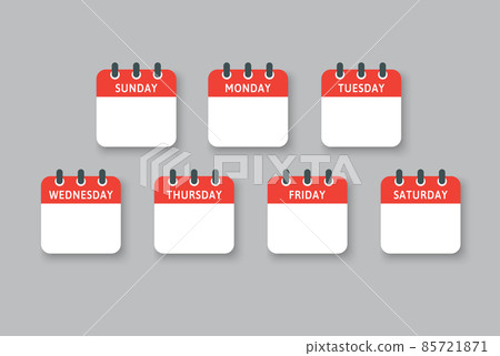 Vector set icon page calendar, days of the week - Stock Illustration ...