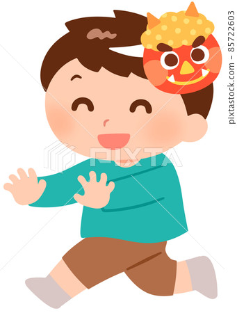 A boy wearing a demon mask - Stock Illustration [85722603] - PIXTA