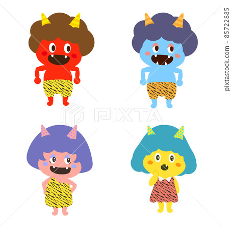 Full body illustration of a cute demon - Stock Illustration [85722885 ...
