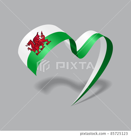 Welsh flag heart shaped ribbon. Vector... - Stock Illustration ...