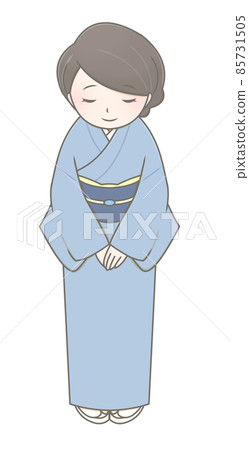 Kimono woman bowing whole body front - Stock Illustration [85731505 ...