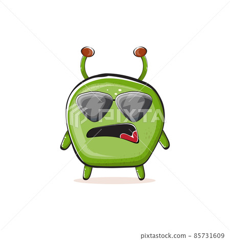 Vector cartoon funny green alien monster...-插圖素材 [85731609] - PIXTA圖庫