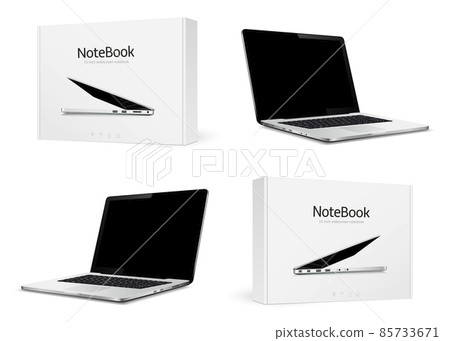 Laptop with cardboard box mock up - Stock Illustration [85733671] - PIXTA