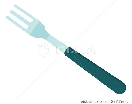 Fork icon. Metal shiny tool in cartoon style - Stock Illustration ...