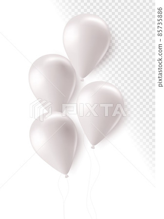 Realistic white 3d balloons isolated on... - Stock Illustration ...
