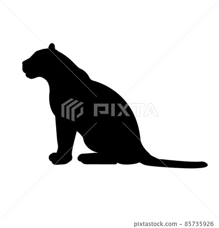 Vector flat sitting tiger silhouette - Stock Illustration [85735926 ...