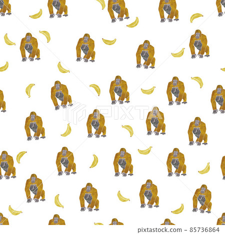 Seamless pattern of mountain gorillas. Textile,... - Stock Illustration ...