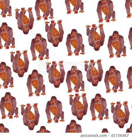 Seamless pattern of mountain gorillas. Textile,... - Stock Illustration ...