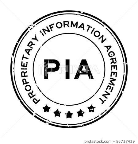 Grunge black PIA (abbreviation of Proprietary... - Stock Illustration ...