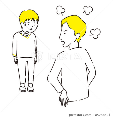 Hand-painted 1color Son angry with his father - Stock Illustration ...