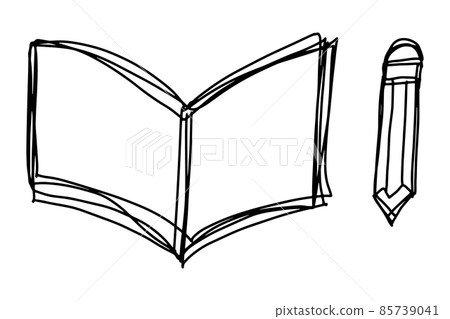 Black color doodle line handdrawing in book and... - Stock Illustration ...