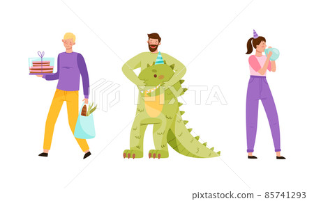 People preparing for Birthday celebration set... - Stock Illustration ...