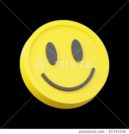 Yellow smile icon 3d render illustration. - Stock Illustration ...