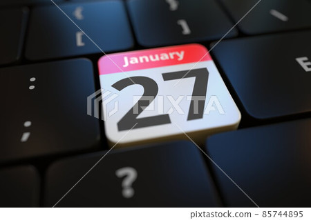 January 27 date on a keyboard key, 3d rendering-插圖素材 [85744895] - PIXTA圖庫