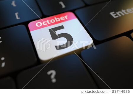 October 5 date on a keyboard key, 3d rendering - Stock Illustration ...