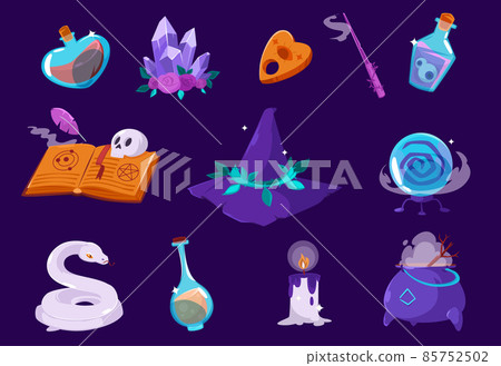 Cartoon magic items, elements, isolated icons set-插圖素材 [85752502] - PIXTA圖庫