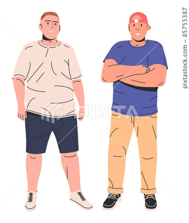 Fat vs Fit Man Isolated. - Stock Illustration [85755387] - PIXTA