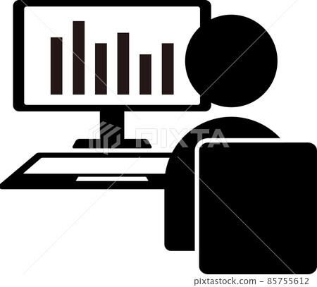 Icon of a person doing desk work on a personal... - Stock Illustration ...