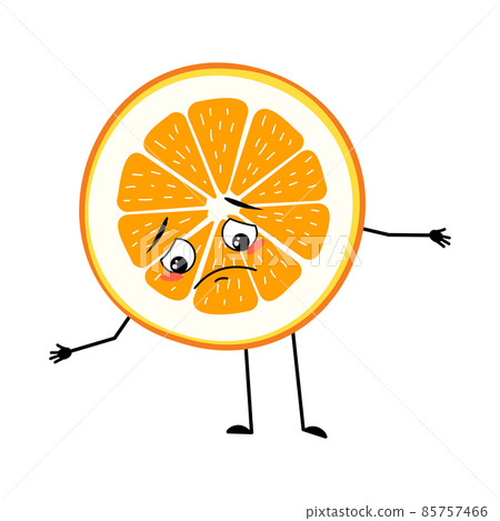 Orange character with sad emotion, face,... - Stock Illustration ...