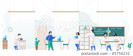 Birthday party, fun entertainment in medical... - Stock Illustration ...
