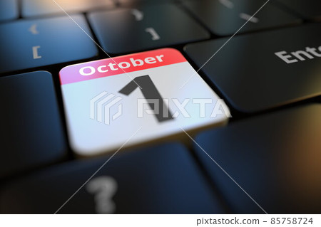 October 1 date on a keyboard key, 3d rendering - Stock Illustration ...