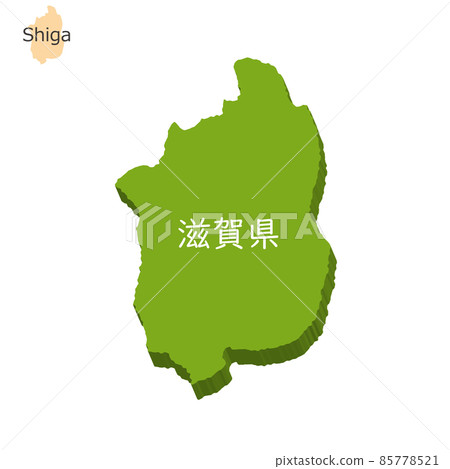 Three-dimensional map and icon of Shiga Prefecture - Stock Illustration ...