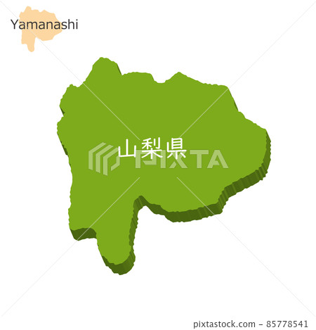 Three-dimensional map and icon of Yamanashi... - Stock Illustration ...
