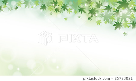 Green background with blue autumn leaves and... - Stock Illustration ...