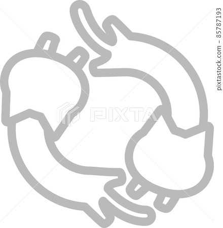 Two cat icons in a circle - Stock Illustration [85787193] - PIXTA