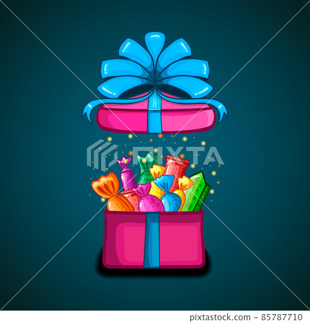 Open gift box with cartoon vector candy 2-插圖素材 [85787710] - PIXTA圖庫