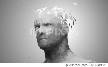 Human head, low poly style 3d vector wireframe... - Stock Illustration ...