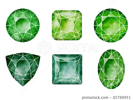 Beautiful watercolor green / yellow-green jewel... - Stock Illustration ...