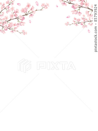 Watercolor style cherry blossom frame, vertical - Stock Illustration ...