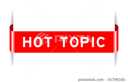 Red color inserted label banner with word hot... - Stock Illustration ...