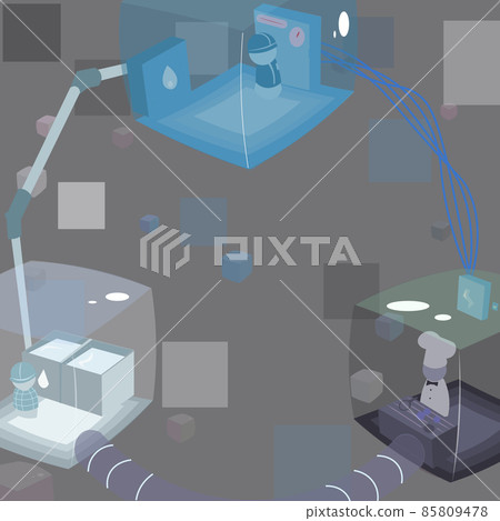 Joined Booths Providing Necessary Workplace... - Stock Illustration ...