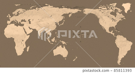 World map retro sepia old map with compass - Stock Illustration ...