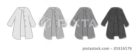 Gray long coat illustration set - Stock Illustration [85816576] - PIXTA