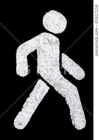 White walking person street sign on grey city... - Stock Illustration ...