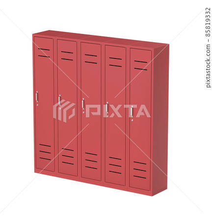 Five red metal lockers - Stock Illustration [85819332] - PIXTA