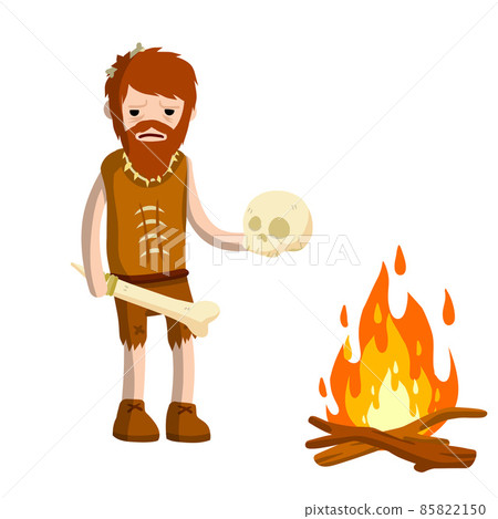 Caveman Cooking Over Fire