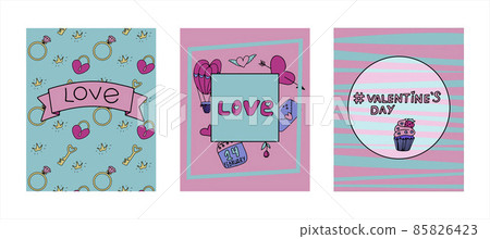 Doodle banner for Valentine s day. Vector... - Stock Illustration ...